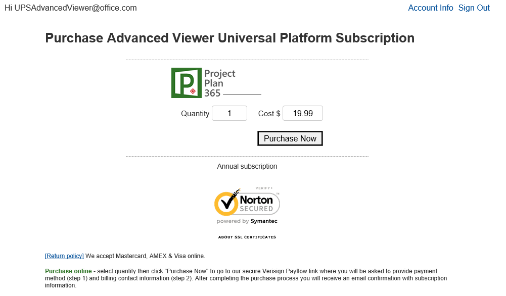 Subscriptions – Project Plan 365