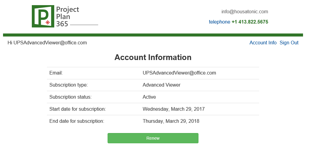 Subscriptions – Project Plan 365