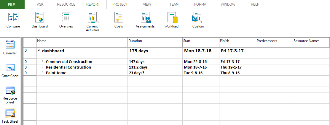 Lesson 10: Dashboard – Project Plan 365