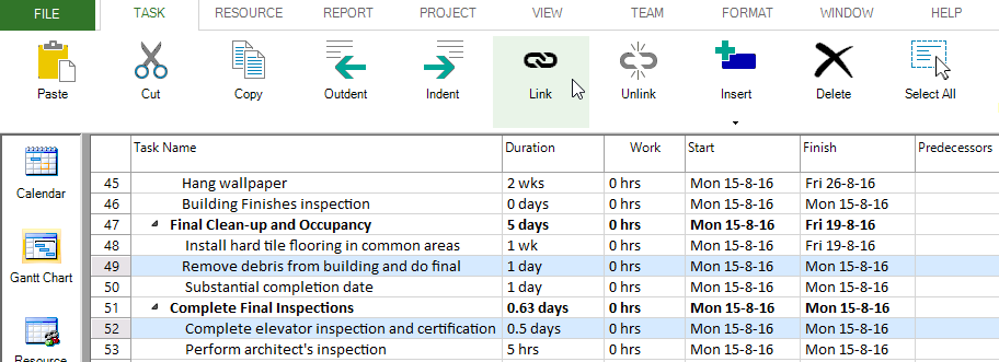 Lesson 2: Link and Unlink Task – Project Plan 365