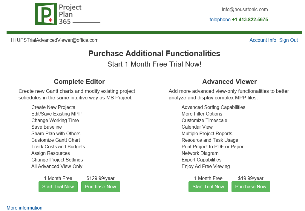 Subscriptions – Project Plan 365