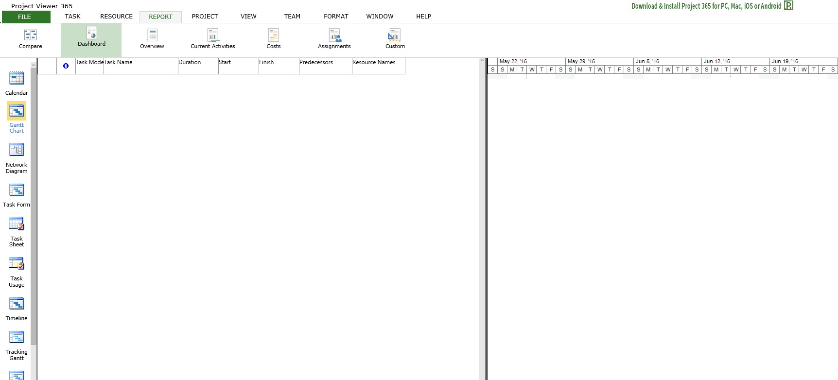 Dashboard – Project Plan 365