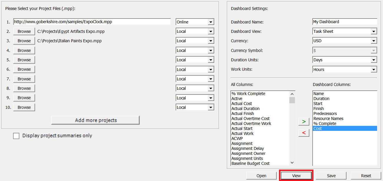 Dashboard – Project Plan 365