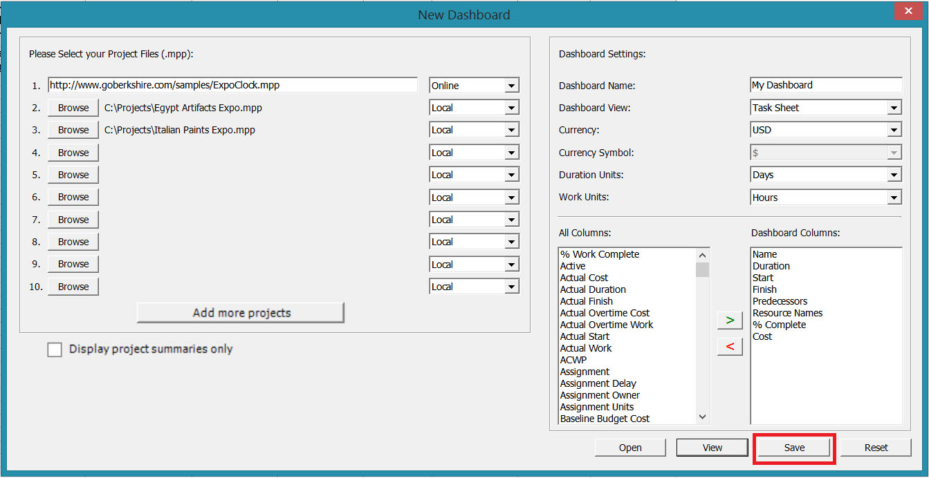Dashboard – Project Plan 365