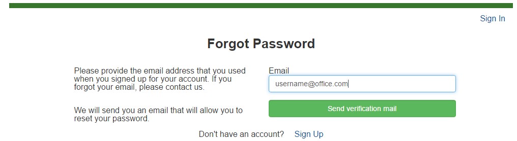 Forgot password – Project Plan 365