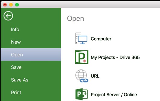Open from Project Server – Project Plan 365