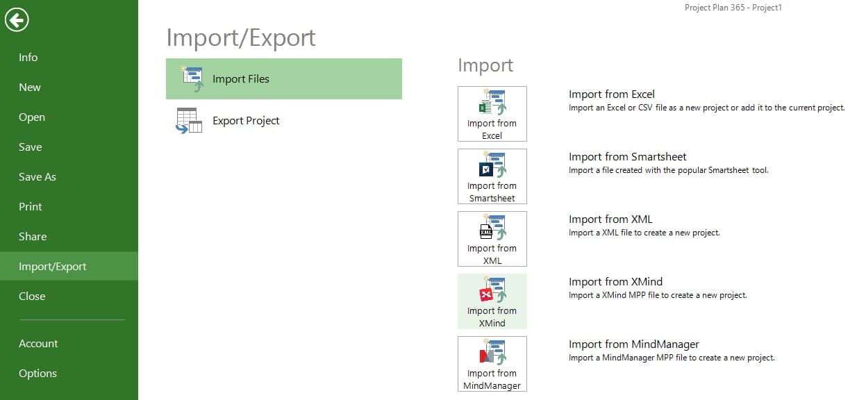Import from XMind – Project Plan 365
