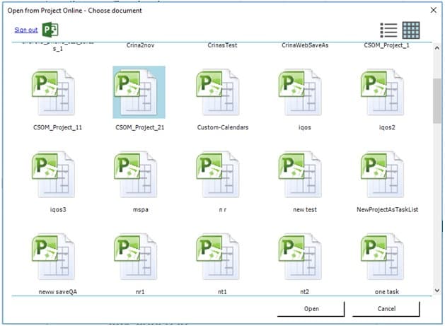Open from Project Online – Project Plan 365