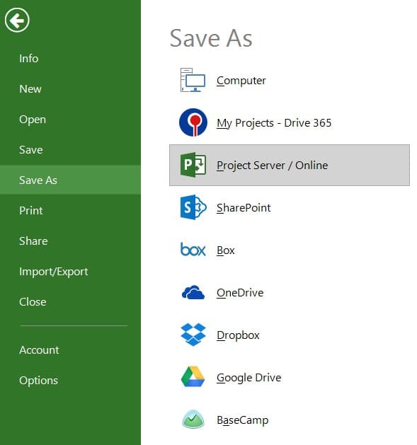 Open from Project Server – Project Plan 365