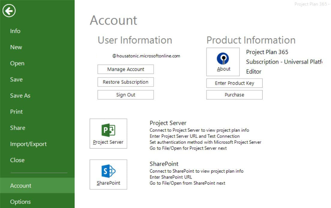 Open from SharePoint – Project Plan 365