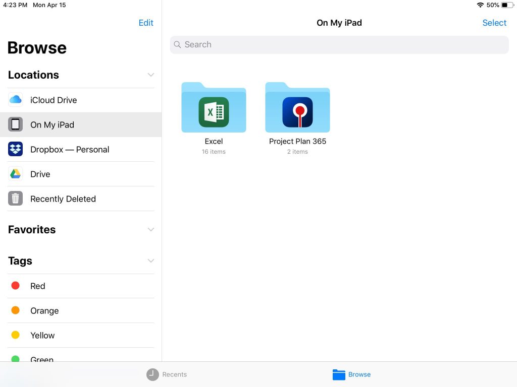 Working with Files app on iOS – Project Plan 365