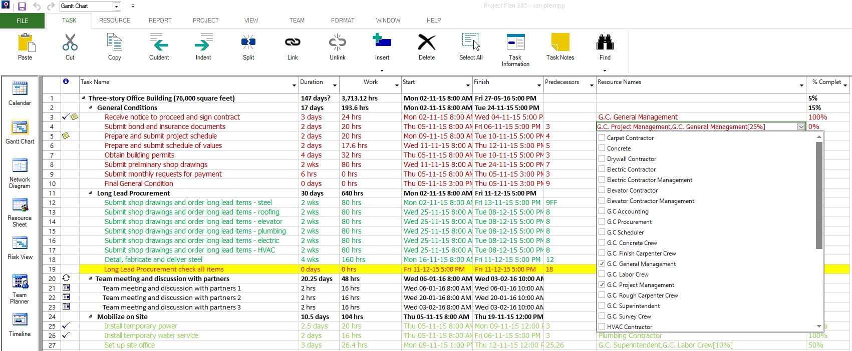 Assign Resource – Project Plan 365