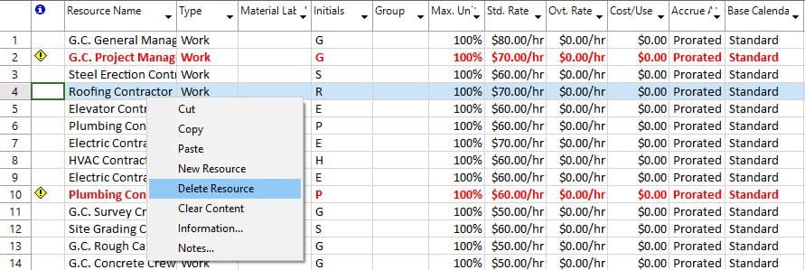 Delete Resource – Project Plan 365