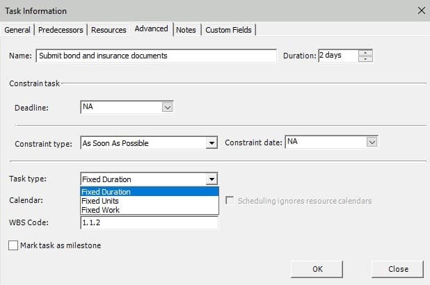 Set Task Type – Project Plan 365