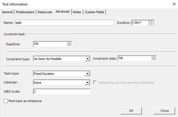 Task Information – Project Plan 365