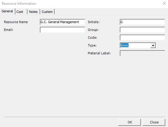 Resource Information – Project Plan 365