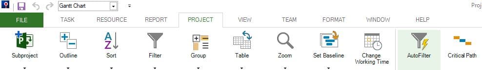 Autofilter – Project Plan 365