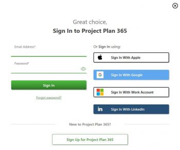 Sign In to Project Plan 365 - Project Plan 365