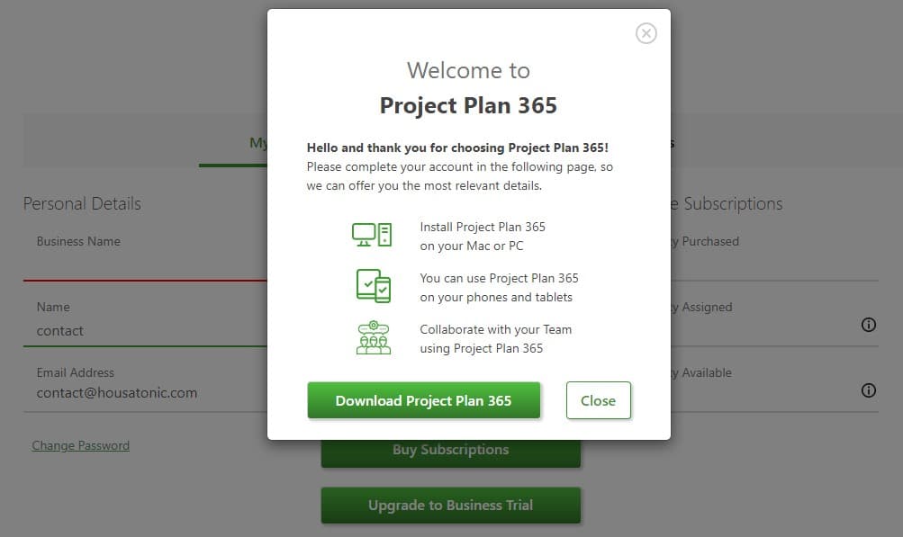 Sign Up to Project Plan 365 – Project Plan 365