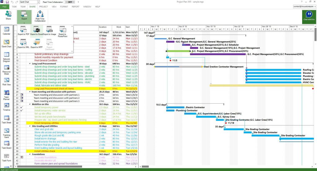 Export to Excel (CSV) – Project Plan 365
