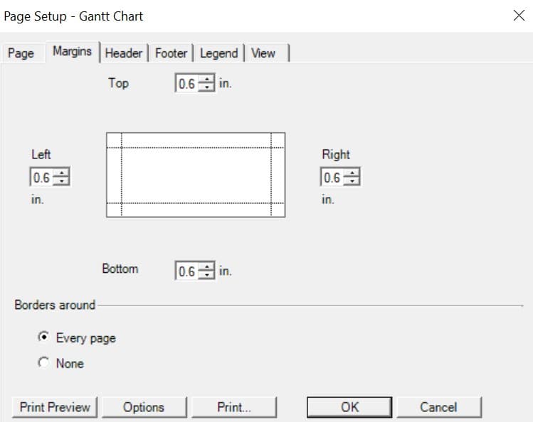 Page Setup – Project Plan 365