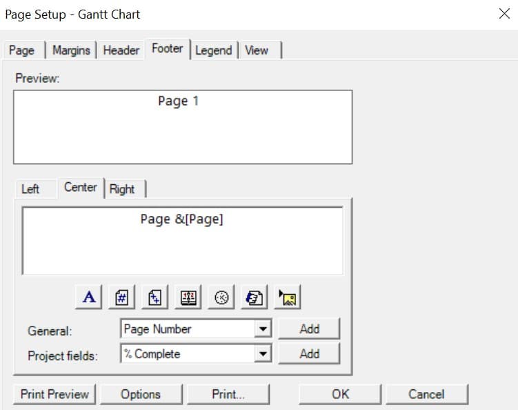 Page Setup – Project Plan 365