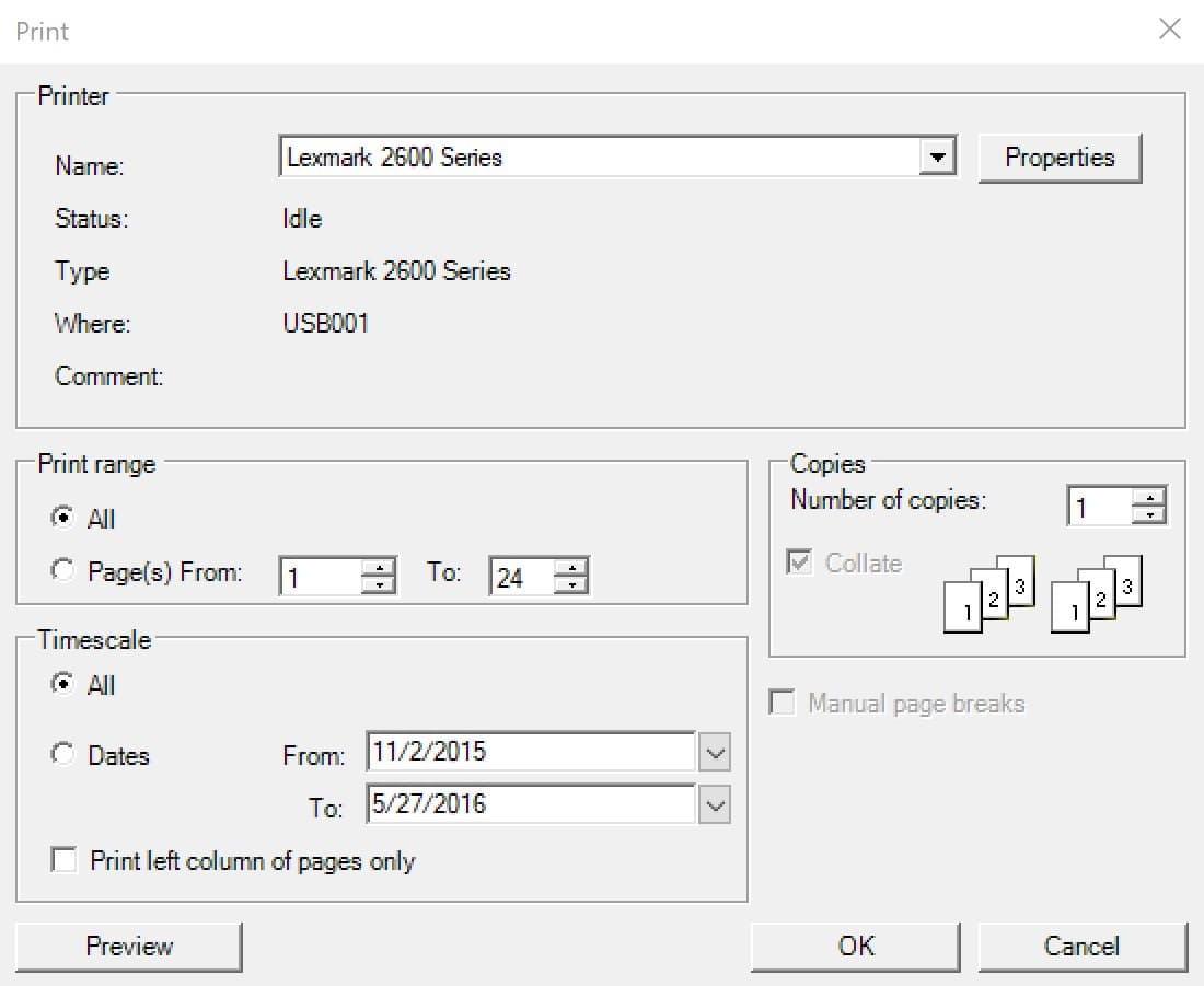Print in Project Plan 365 for Windows – Project Plan 365