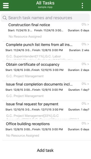 All Tasks view – Project Plan 365