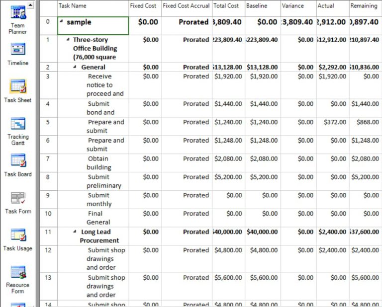 Lesson 5: View Cost Info - Project Plan 365