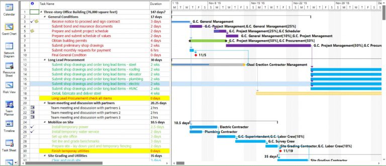 Slack calculation – Project Plan 365