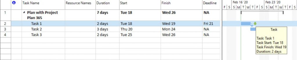 Deadlines - Project Plan 365