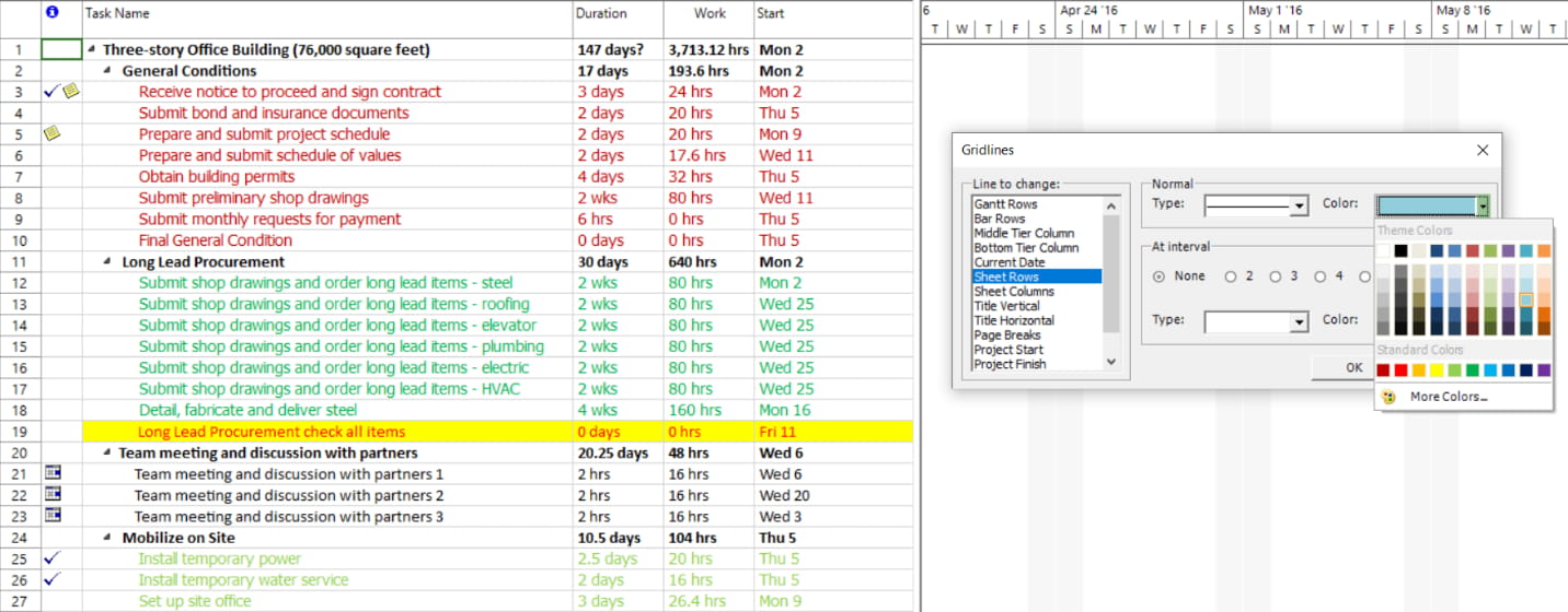 Gridlines – Project Plan 365