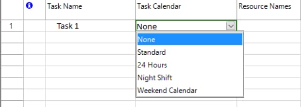 Set a calendar to a task – Project Plan 365
