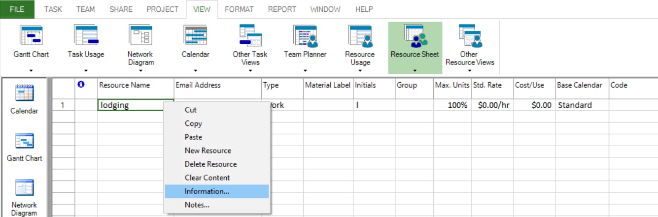 Cost Resources – Project Plan 365