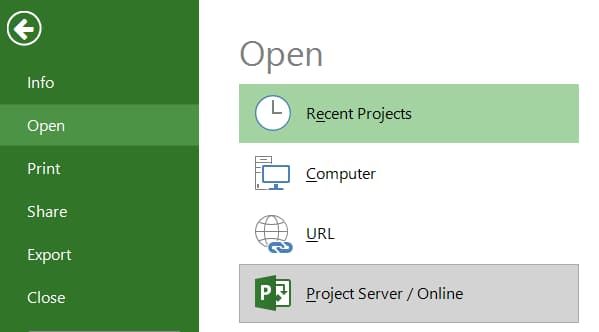 Open from Project Server – Project Plan 365