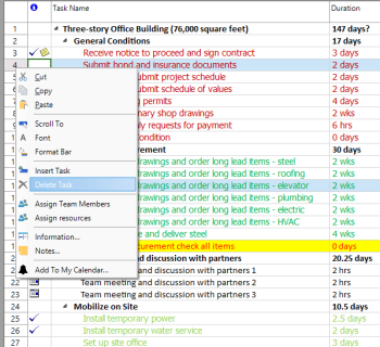 Delete Task - Project Plan 365