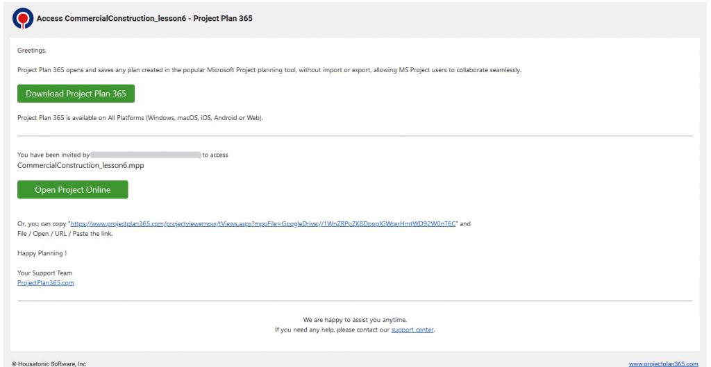 Lesson 7: Share Project Plan with Team Members – Project Plan 365