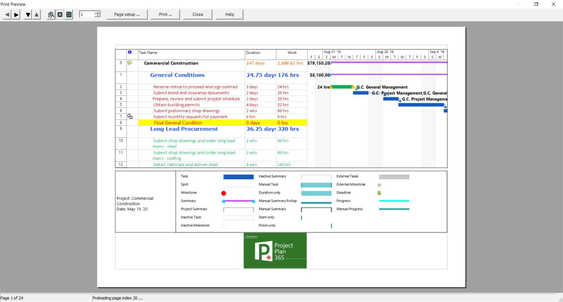 Lesson 7: Print Schedule – Project Plan 365