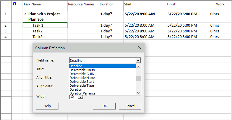 Deadlines – Project Plan 365