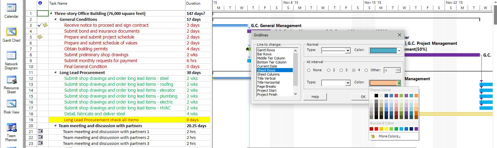 Gridlines – Project Plan 365
