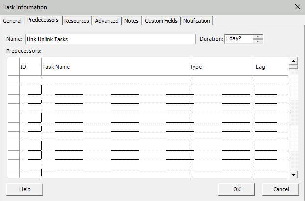 Link Unlink tasks – Project Plan 365