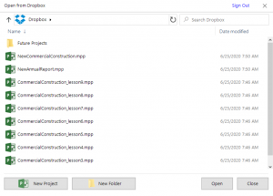 Open from Dropbox - Project Plan 365