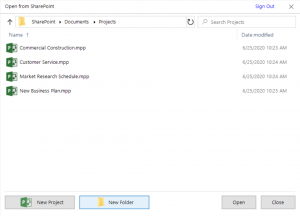 Open from SharePoint Online - Project Plan 365