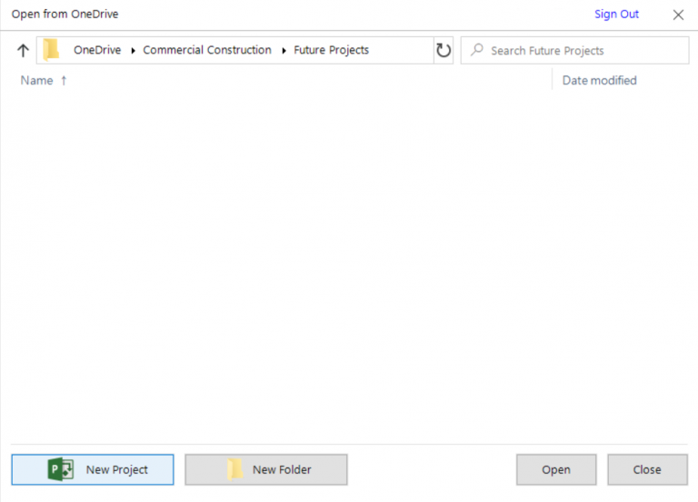 Open from OneDrive – Project Plan 365