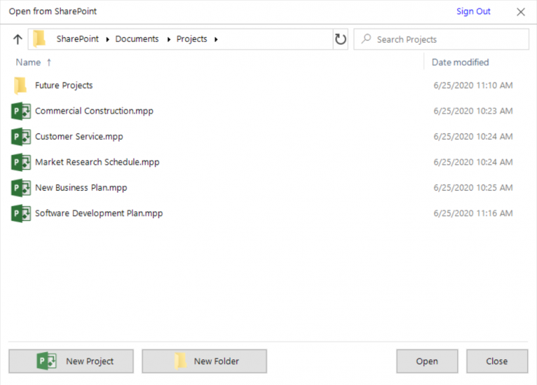 Open from SharePoint – Project Plan 365