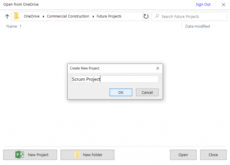 Open from OneDrive – Project Plan 365