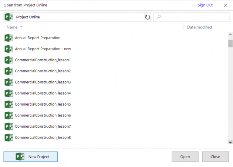 Open from Project Server – Project Plan 365