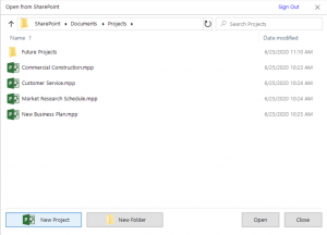 Open from SharePoint Online - Project Plan 365