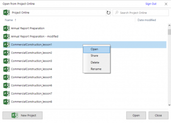 Open from Project Server – Project Plan 365
