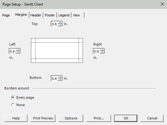 Page Setup – Project Plan 365